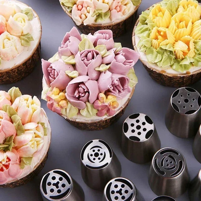 7-PACK RUSSIAN ICING Nozzles Set – Flower Pastry Piping Tips Cake ...