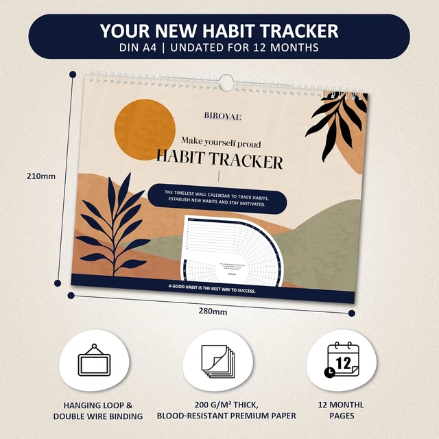 HABIT TRACKER CALENDAR 2026 (Undated 12 Month), Daily Weekly and ...