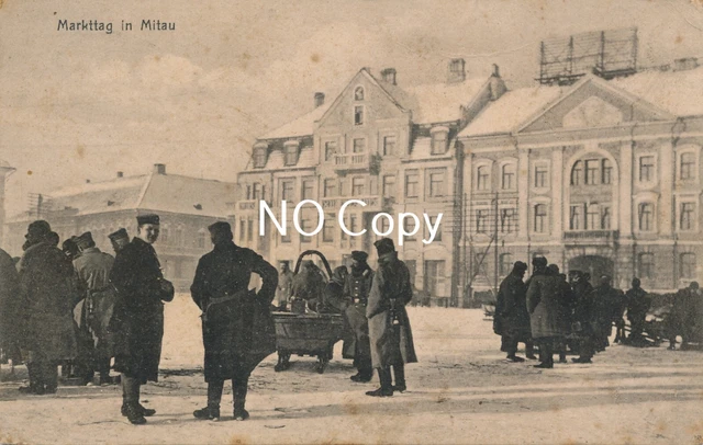 PHOTO COURRIER MILITAIRE WK1 Markttag En Mitau 1917 X134 EUR 35,19 ...
