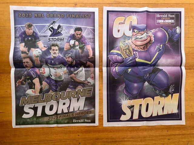 2 X MELBOURNE Storm 2025 NRL Grand Final Posters Herald Sun Papenhuyzen ...
