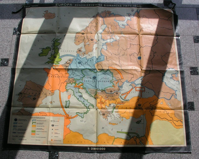 1969 BISMARCK MAP of Europe 145x134 Vintage Wall Map B £154.13 ...