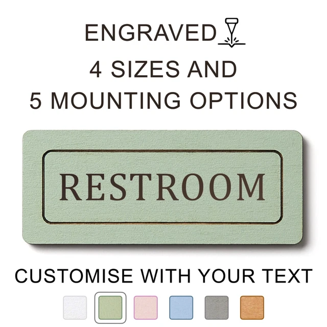 RESTROOM SIGN / Door Sign for Toilet or Bathroom / Custom WC Wooden ...