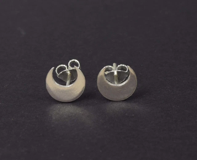 925 SOLID STERLING Silver Plain Half Moon Stud Earring J654 EUR 6,70 ...