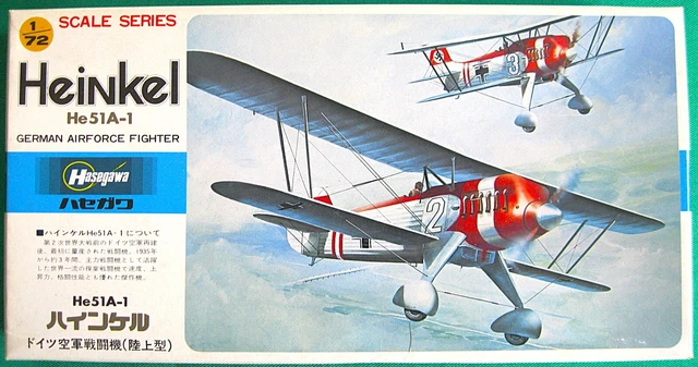 VINTAGE 1980 1/72 Scale Hasegawa Heinkel He 51A-1 Plastic Model Kit £10 ...