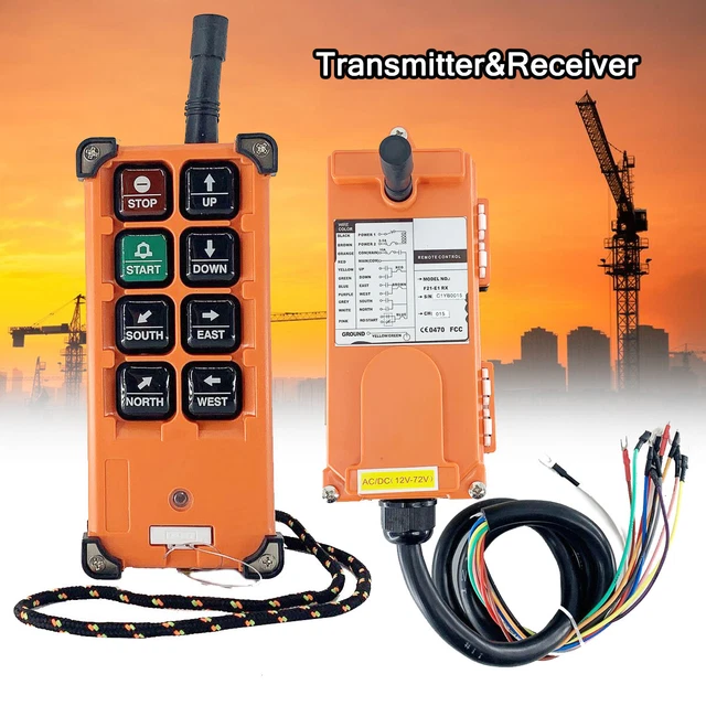 HOIST CRANE INDUSTRIAL Wireless Remote Control Radio Controller 12-24V ...