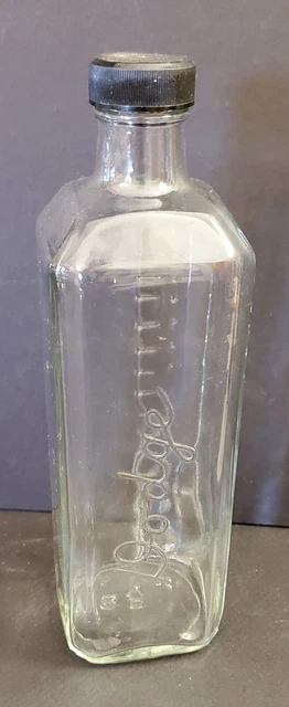VINTAGE DODGE EMBALMING Fluid Bottle Empty Clear 8" 16 oz Increments ...