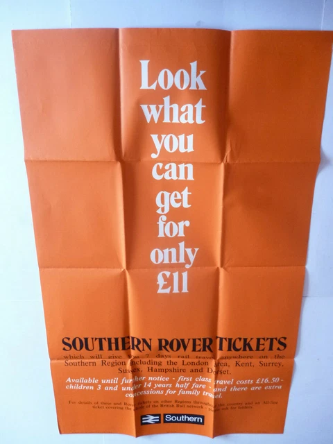 ORIGINAL BRITISH RAIL Advertising Poster: Southern Rover Tickets April ...