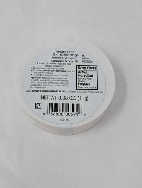 NEUTROGENA SKINCLEARING MINERAL Powder 10 Classic Ivory MicroClear £10. ...