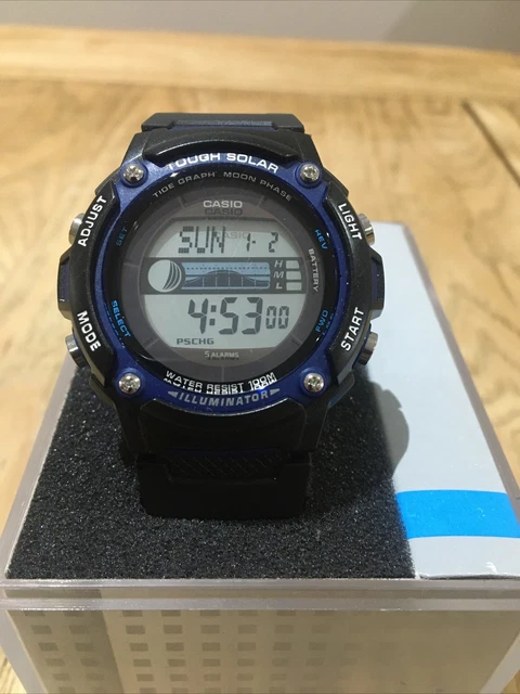 CASIO WATCH TOUGH Solar WR 100M Illuminator Tide Graph Moon Phase Alarm ...