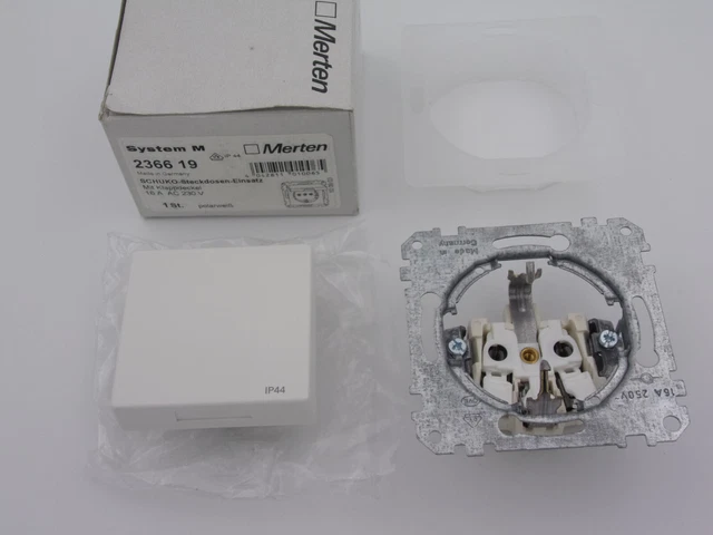 MERTEN 236619 SYSTEM M Schuko-Steckdosen-Einsatz KD polarweiß edelmatt ...