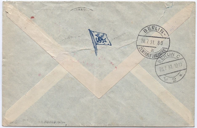 KATAPULT 1931 DT. Reich Seepostaufgabe 26.7.31 NDL-Brief Catapult H 60 ...