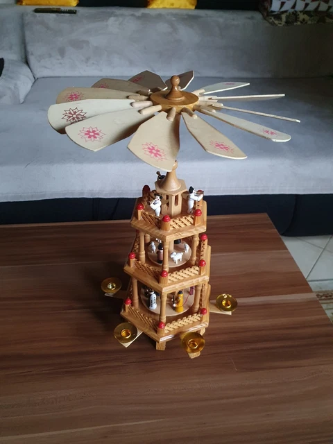 HOLZ WEIHNACHTSPYRAMIDE 3-STÖCKIG Pyramide Traditions Weihnachtsdeko ...