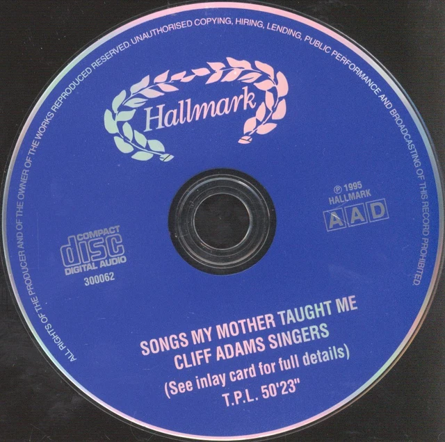 CLIFF ADAMS SINGERS Songs My Mother Taught Me CD UK Hallmark 1995 ...