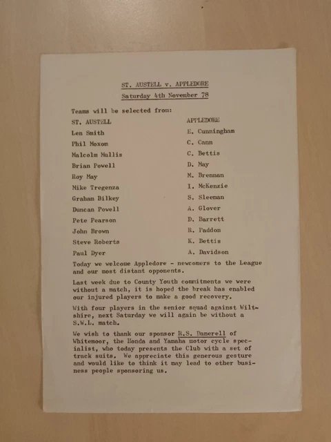 ST. AUSTELL V Appledore, South Western League, 1978/9 £1.99 - PicClick UK