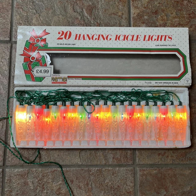 20 HANGING ICICLE Lights, Vintage Christmas, Boxed, Very Good Working ...