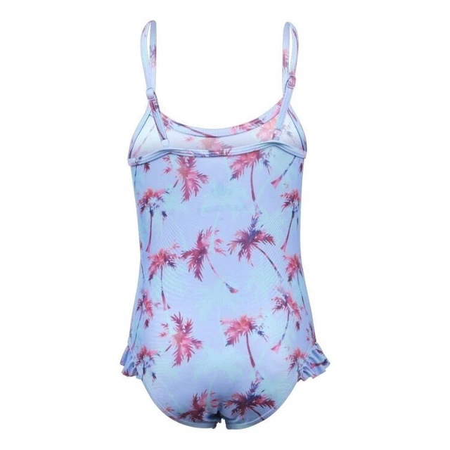 GIRLS SIZE 8 One piece BATHERS blue palm trees frill swimsuit Body ...