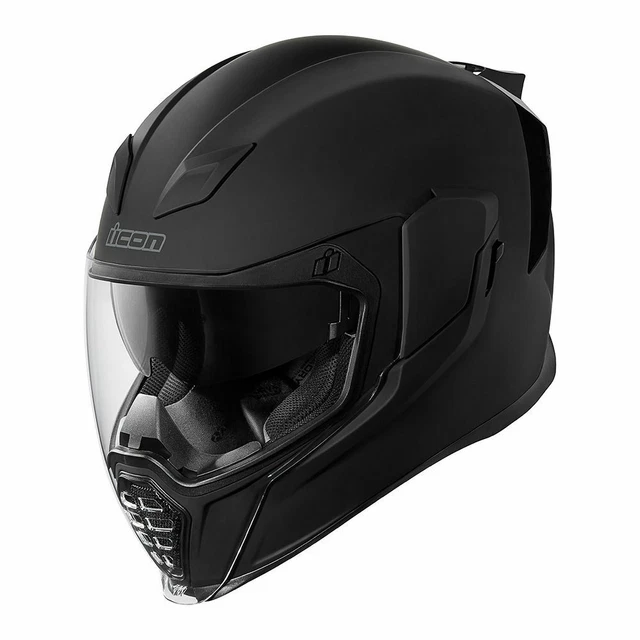 CASQUE HELMET ICON Intégrale Airflite Double Visière Noir Mat Pour Moto ...