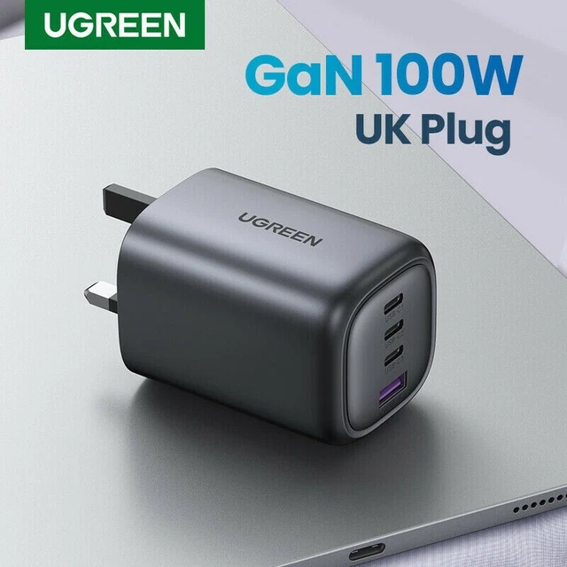 UGREEN 100W USB C PD Charger UK Plug 4-Port GaN Type C Wall Power ...