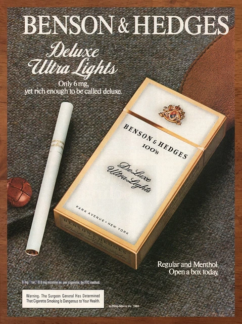 1983 BENSON & Hedges Cigarettes Vintage Print Ad/Poster 80s Man Cave ...
