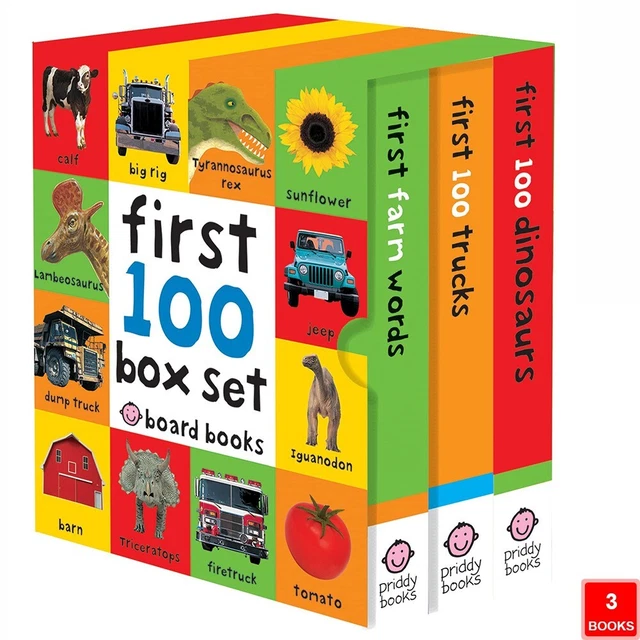 FIRST 100 BOARD Book Box Set 3 Books Farm, Dinosaurs, Trucks by Roger ...