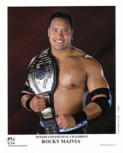 WWF WWE WRESTLING THE ROCK ROCKY MAIVIA 1997 PROMO 8x10 PHOTO REPRINT ...