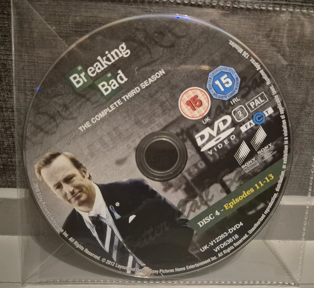 BREAKING BAD - Season 3 [DVD] Replacement Disc 4, Episodes 11-13,Disc ...
