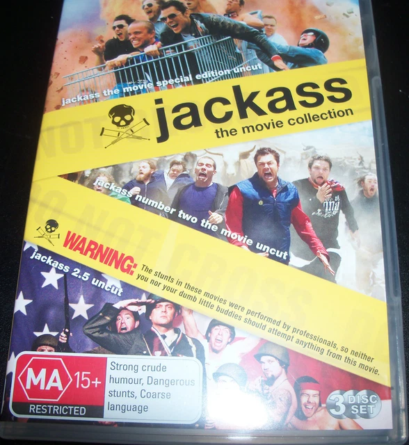 JACKASS THE MOVIE Collection / Uncut / Two / 2.5 (Australia Region 4) 3 ...