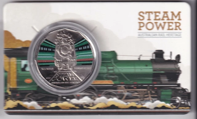 AUSTRALIA: 2022 50 Cent Steam Power Train Rail Wa Railways Coin On Card ...