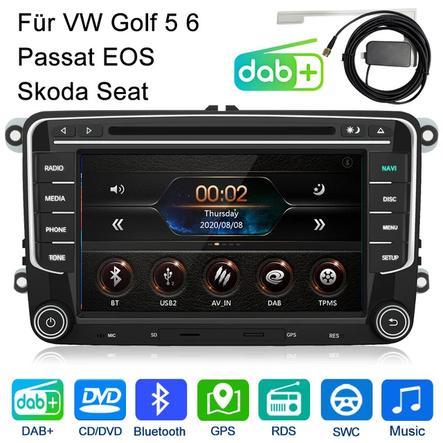 7&AUTORADIO POUR VW Golf 5 6 Passat EOS Skoda Seat DVD CD GPS Navi USB ...