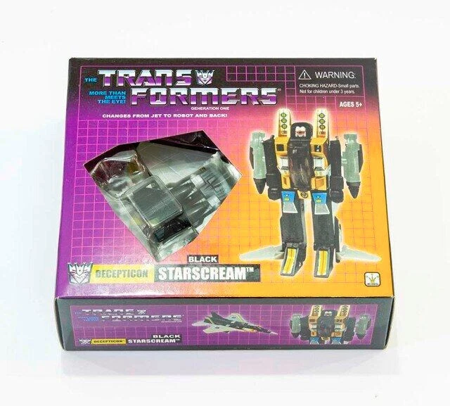 TRANSFORMERS STARSCREAM G1 Black Decepticon Mini Seeker Jet New Sealed ...