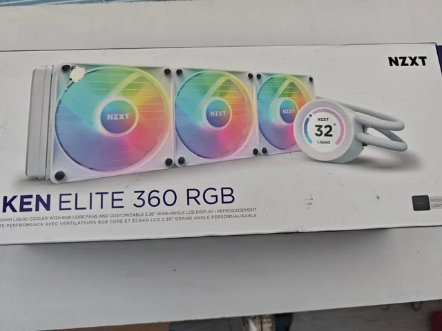 NZXT KRAKEN ELITE 360 RGB AIO CPU Liquid Cooler - White (RL-KR36E-W1 ...