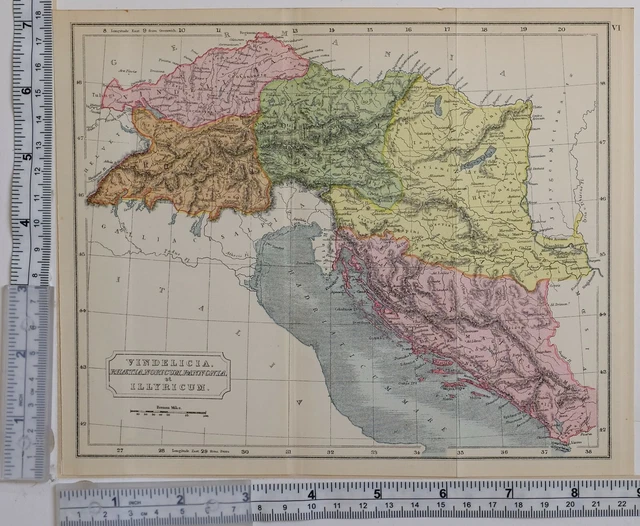 MAPPA ANTICA E Classica Vindelicia Rhaetia Noricum Pannonia Illyricum ...