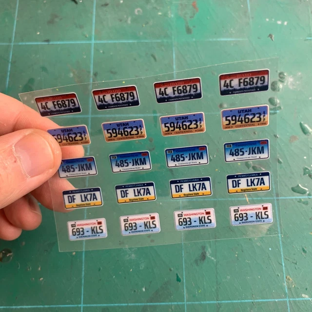 1/18 SCALE MODERN License Plates Set of 10 signs Contemporary Number ...