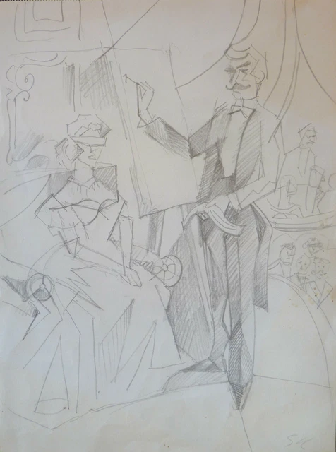 SAM KANER (1924-1990) Dessin crayon à papier 28x21cm Cubisme Dansk ...