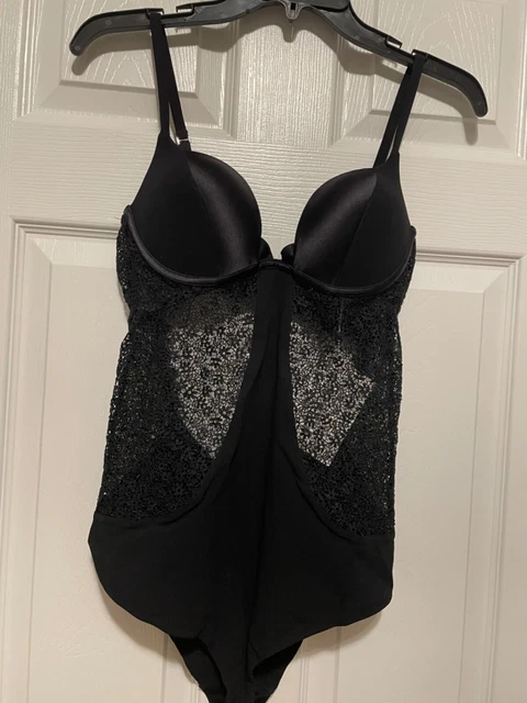 LA PERLA MACRAME Poem 36C Bodysuit Teddy Black Silk Georgette $945 £207 ...