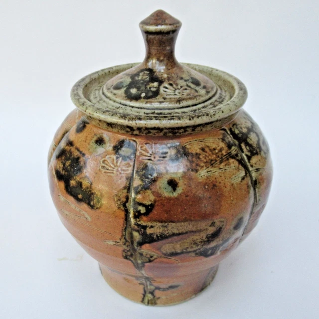 JANE HAMLYN MBE, vintage British studio pottery salt glazed jar and ...