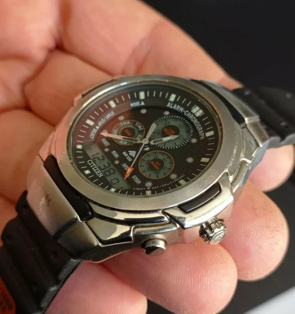 OROLOGIO VINTAGE CITIZEN promaster Chronograph wr100 41MM C410 alarm ...