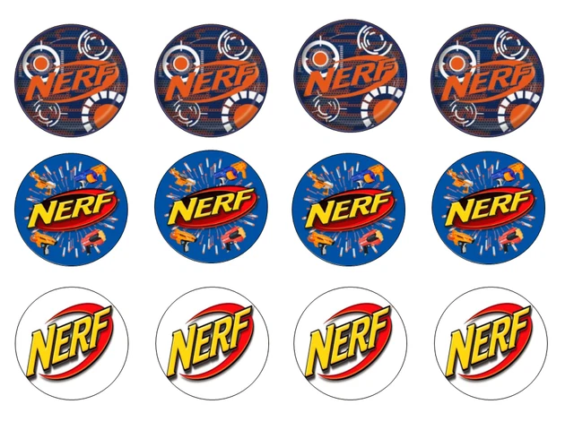 12 X NERF LOGO edible cupcake toppers Icing/Wafer £4.15 - PicClick UK