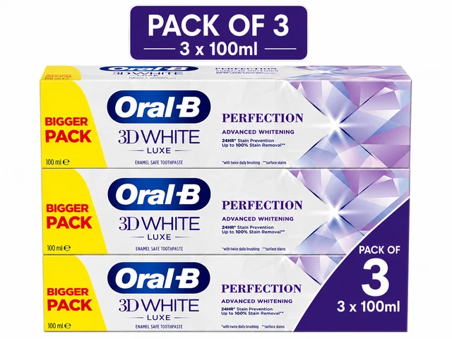 ORAL-B 3D WHITE Luxe Perfection Whitening Toothpaste 100ml – Pack of 3 ...