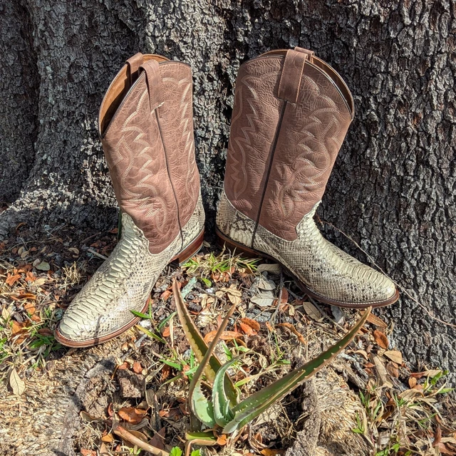 CIRCLE G WESTERN Boots Men Sz 13 Leather Python Natural Brown L5830 £ ...