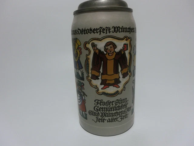 ALTER 1L BIERKRUG 125 Oktoberfest München Jubiläums Krug 1935 Paul Neu ...