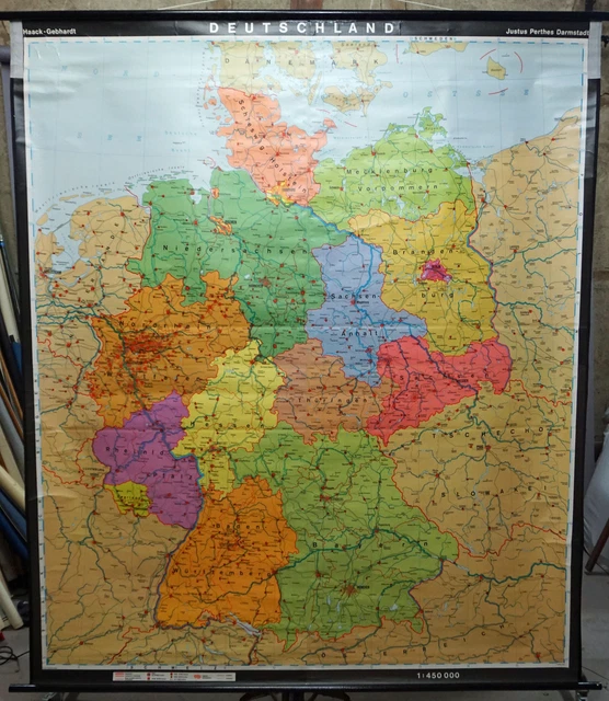 VINTAGE ROLLABLE MAP wall chart poster print Germany £157.61 - PicClick UK