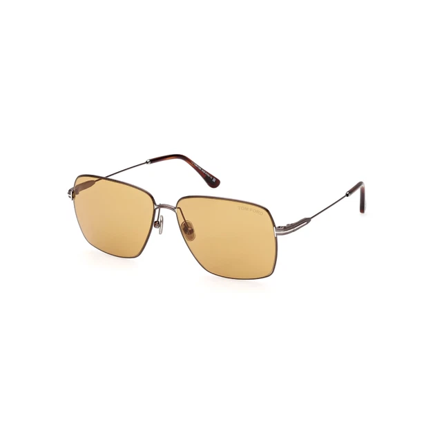TOM FORD SUNGLASSES Men Silver Brown Crystal Yellow Square FT0994 08E ...