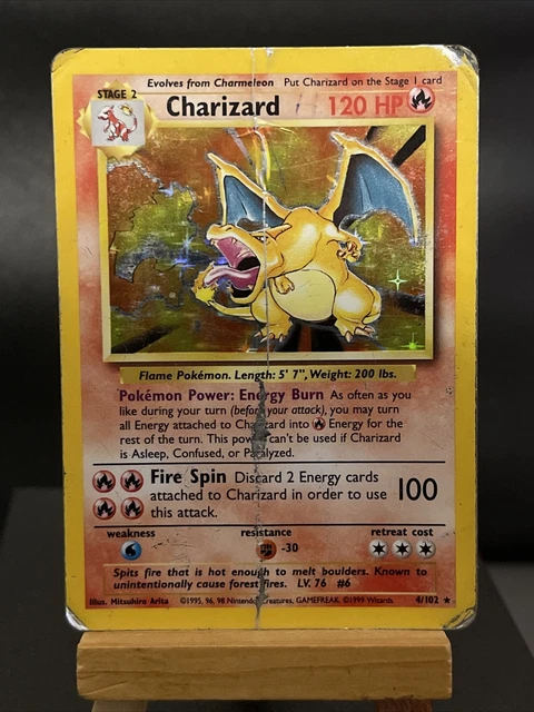 POKEMON CARD CHARIZARD 4/102 Holo Rare Base Set 1999 WOTC Played EUR ...