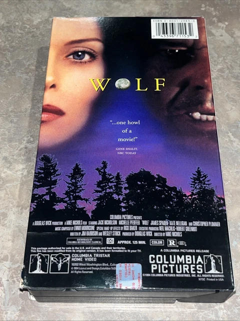 WOLF VHS (1994 Columbia Tristar) Jack Nicholson, Michelle Pfeiffer ...