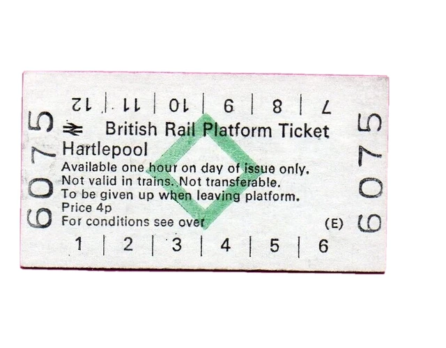 BR (E) RAILWAY platform ticket - HARTLEPOOL 4p. Edmondson card green ...