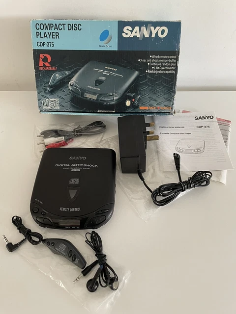 RARE SANYO CDP-375 Digital Antishock Portable CD Compact Disc Player ...