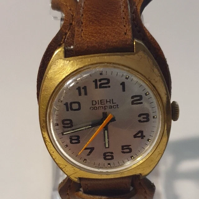 VINTAGE MEN'S WATCH "DIEHL" COMPACT Mechanical "MILITÄR" BUND Strap ...
