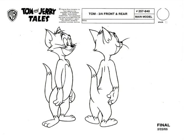 TOM & JERRY Tales Archival Copy Character TOM Model Sheet Page WB 2005 ...