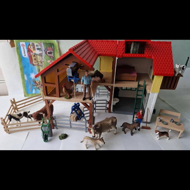 LARGE SCHLEICH FARMHOUSE 42407 Farm World Play Set + Extra Animals (See ...